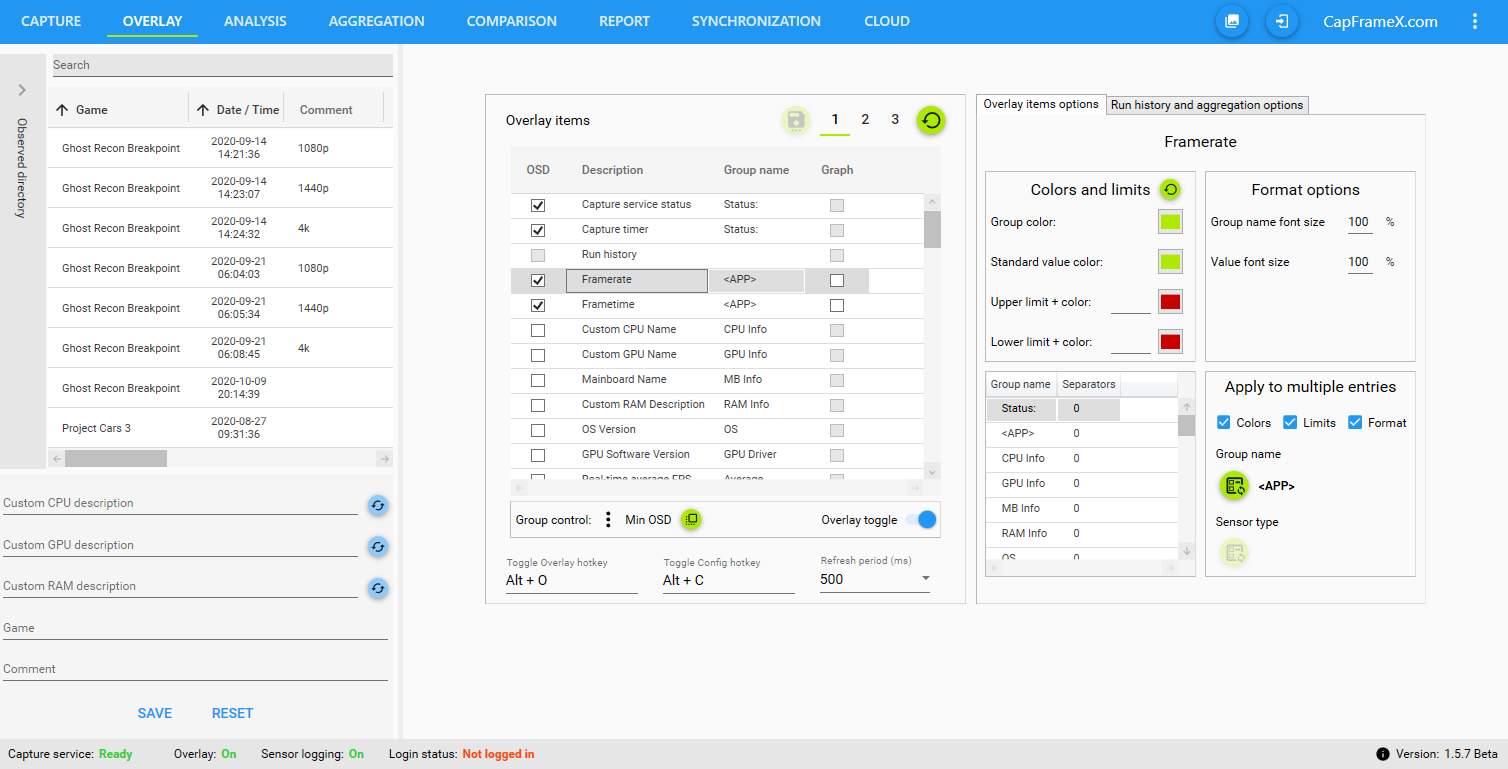 CapFrameX - Features